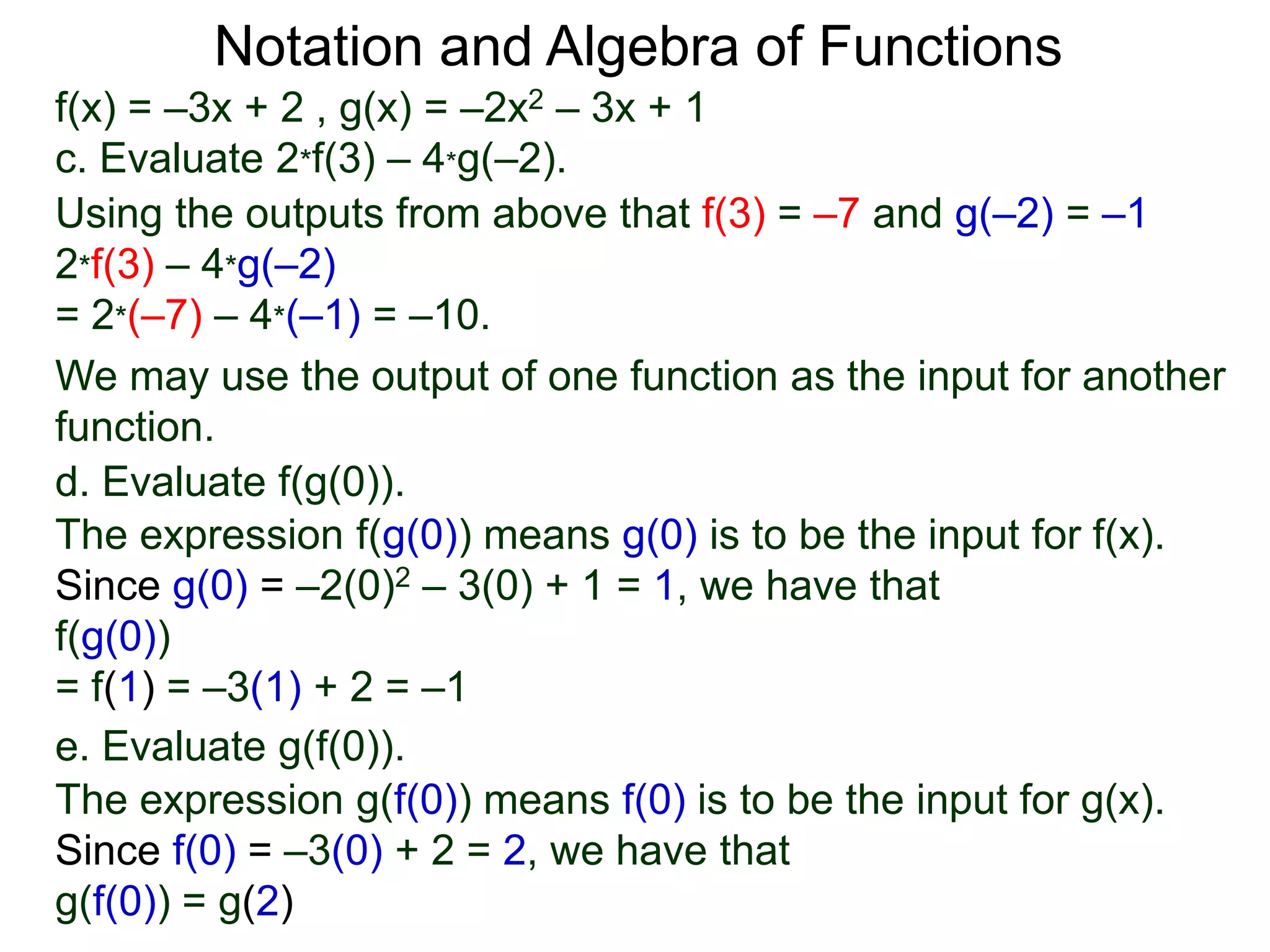 52 notation and algebra of functions | PPT
