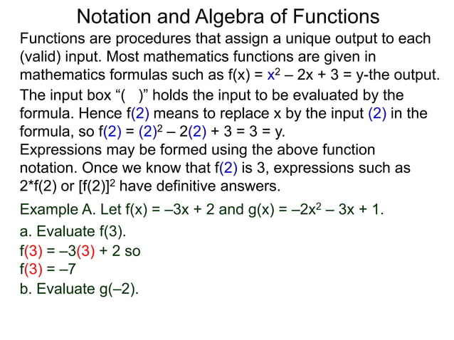 52 notation and algebra of functions | PPT