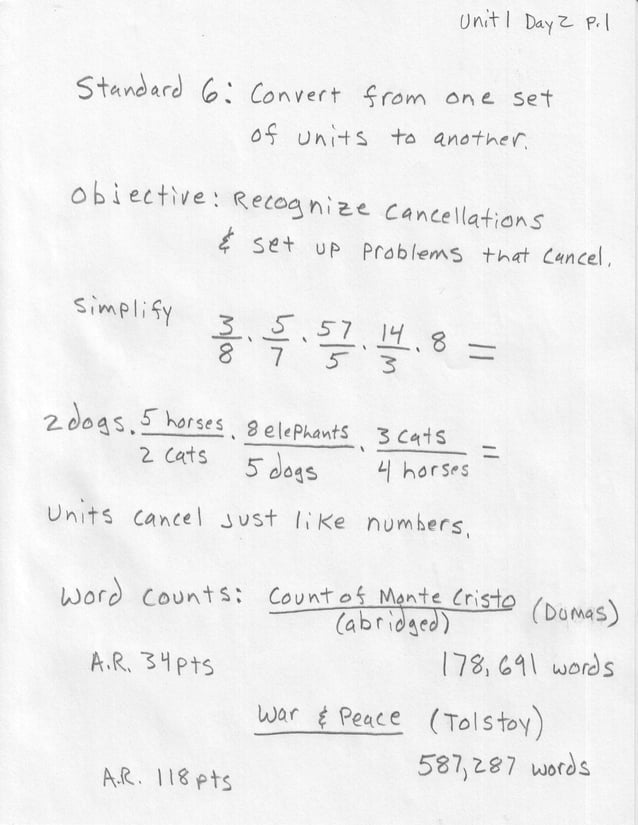 2 Algebra Notes Canceling Numbers and Converting Units | PDF