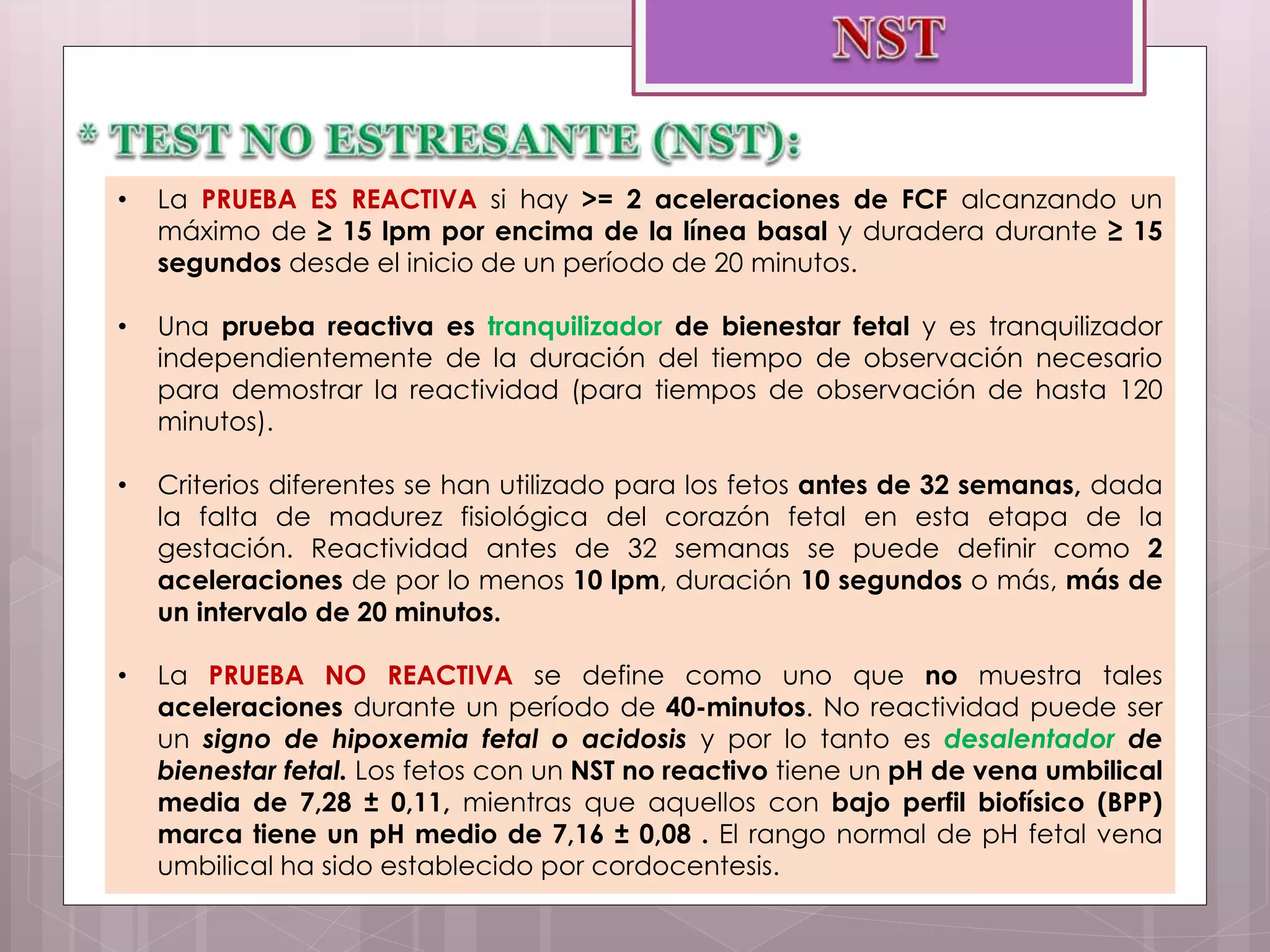 MONITOREO ELECTRONICO FETAL-Test Estresante y no Estresante | PPTX