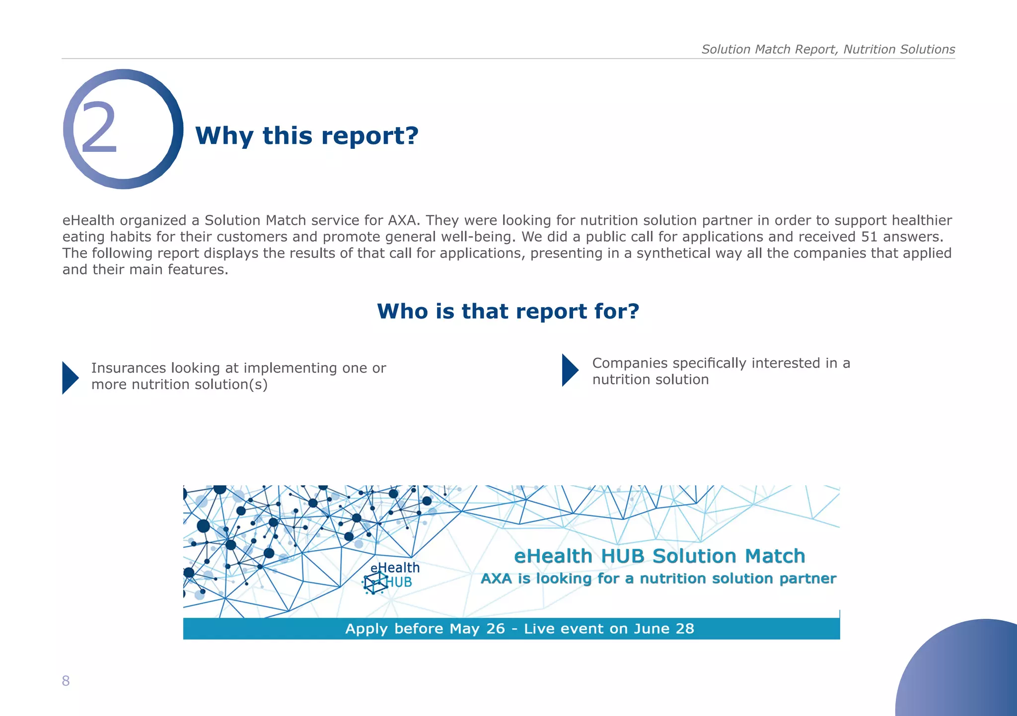 Nutrition Solutions | eHealth HUB Solution Match Report | PPT