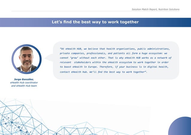 Nutrition Solutions | eHealth HUB Solution Match Report | PPT