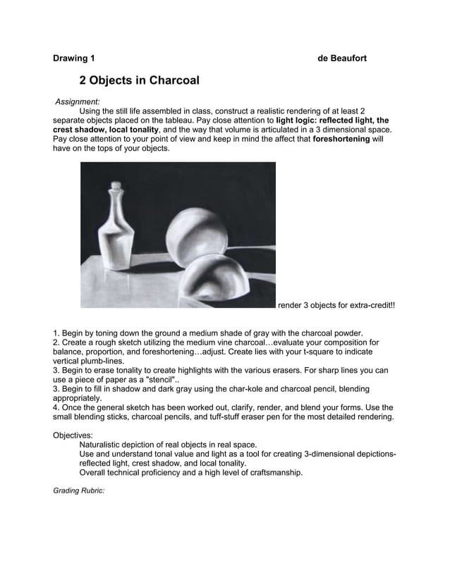 2 objects in charcoal | DOCX | Drawing and Sketching | Arts and Crafts