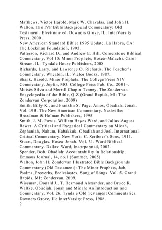 2Old Testament Interpretive Commentary of Jonah --Overview.docx