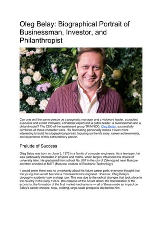 Oleg Belay and his professional achievements: biography within the ...