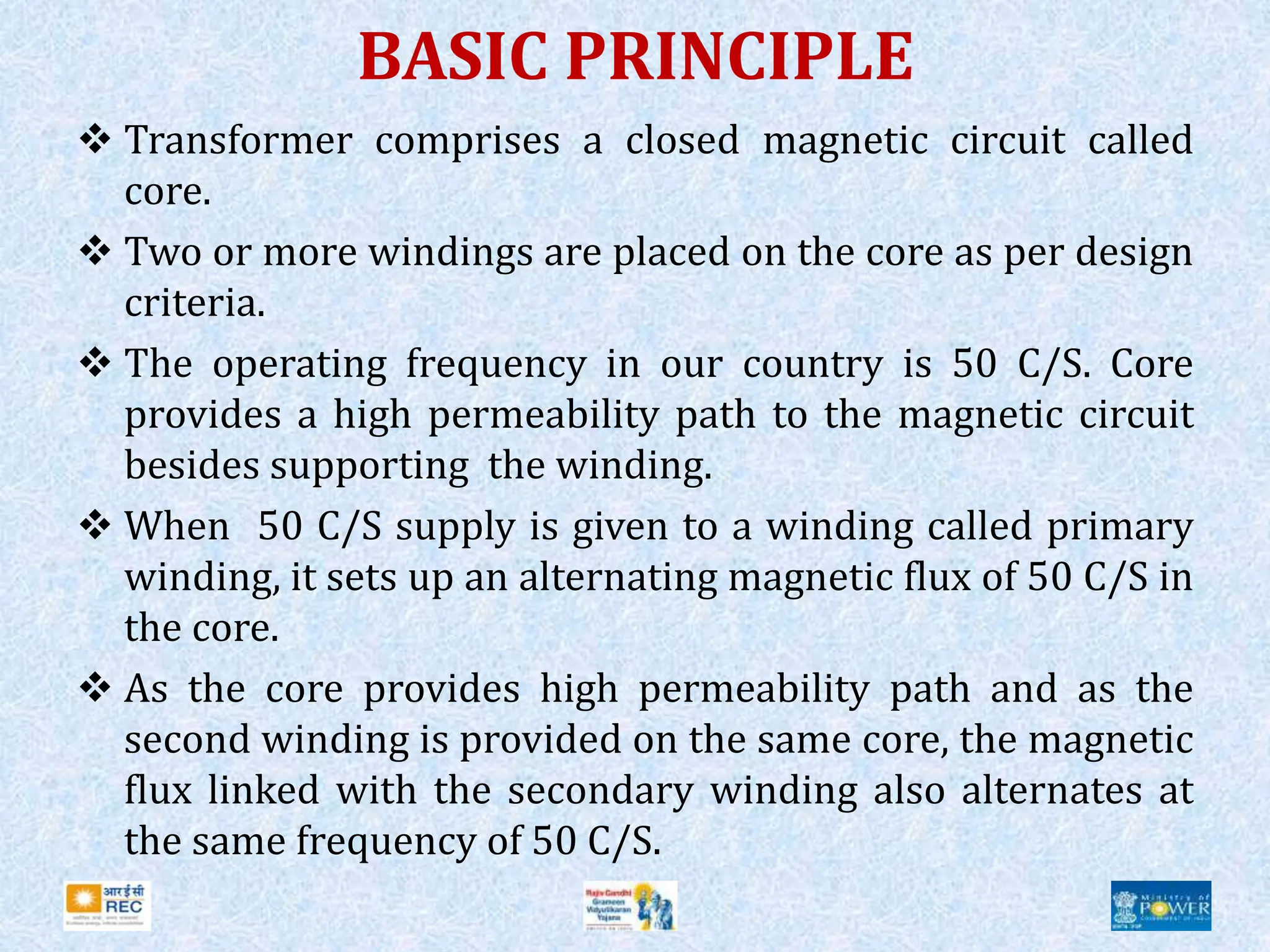 OPERATING PRINCIPLES OF TRANSFORMER AND CONSTRUCTION.ppt