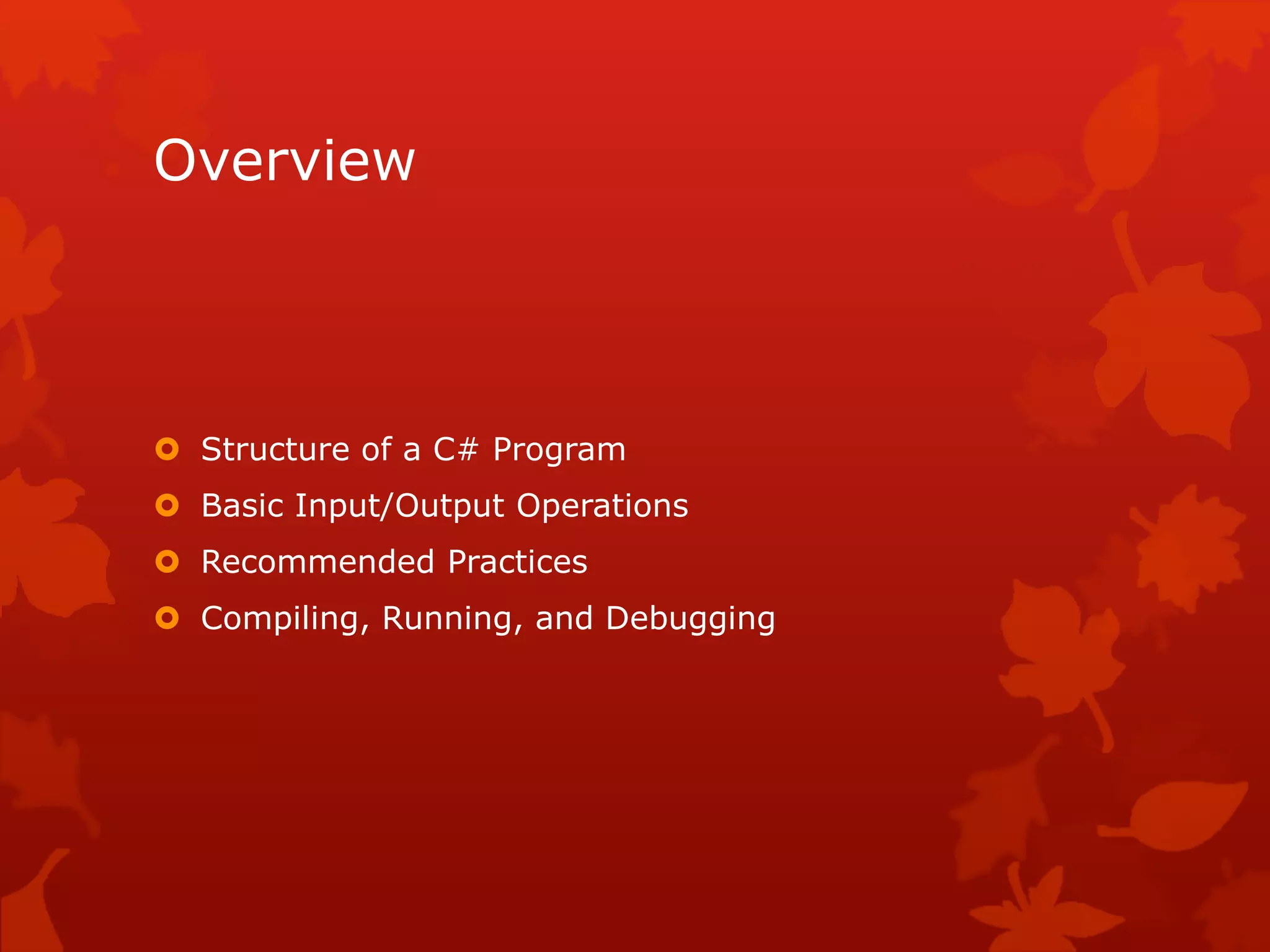 Module 2: Overview of c# | PPTX