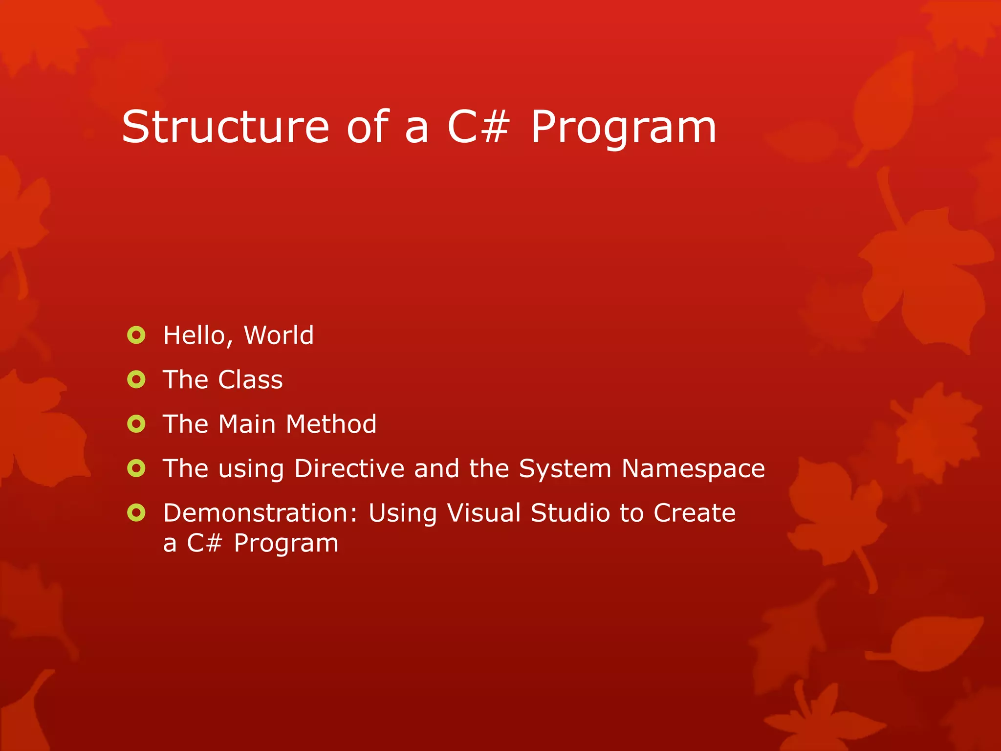Module 2: Overview of c# | PPTX