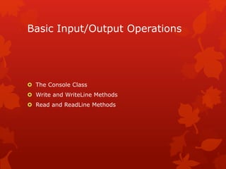 Module 2: Overview of c# | PPT