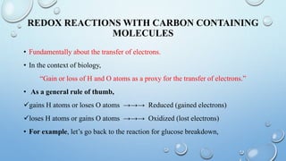 oxidation reduction reaction in living organisms | PPTX