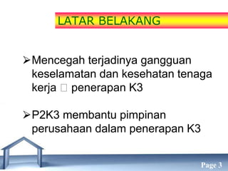 P2K3 ( Panitia Pembina Keselamatan dan Kesehatan Kerja) | PPTX
