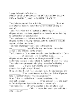 Question And Answer Format For A Paper