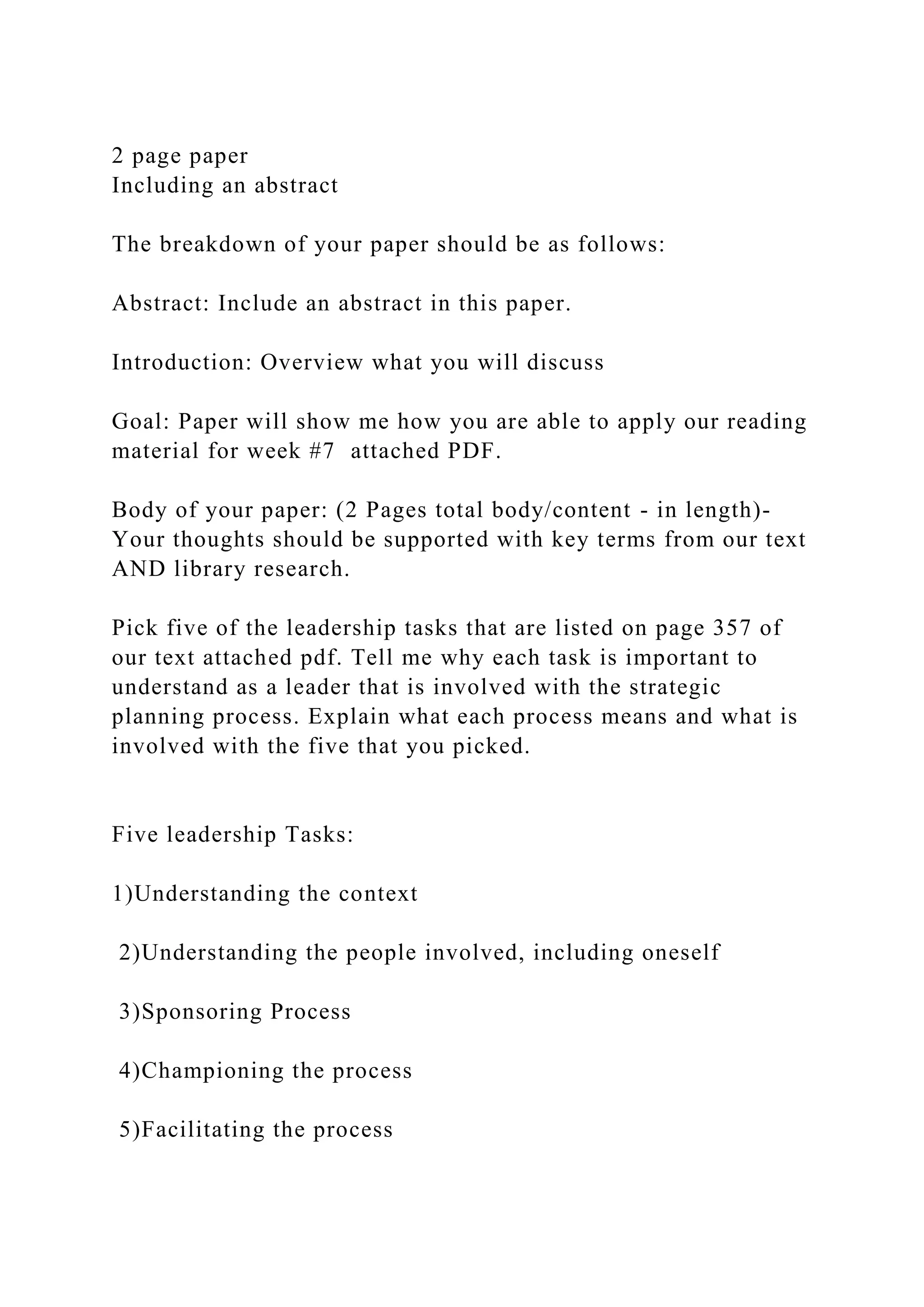 2 page paper Including an abstractThe breakdown of your paper | PDF