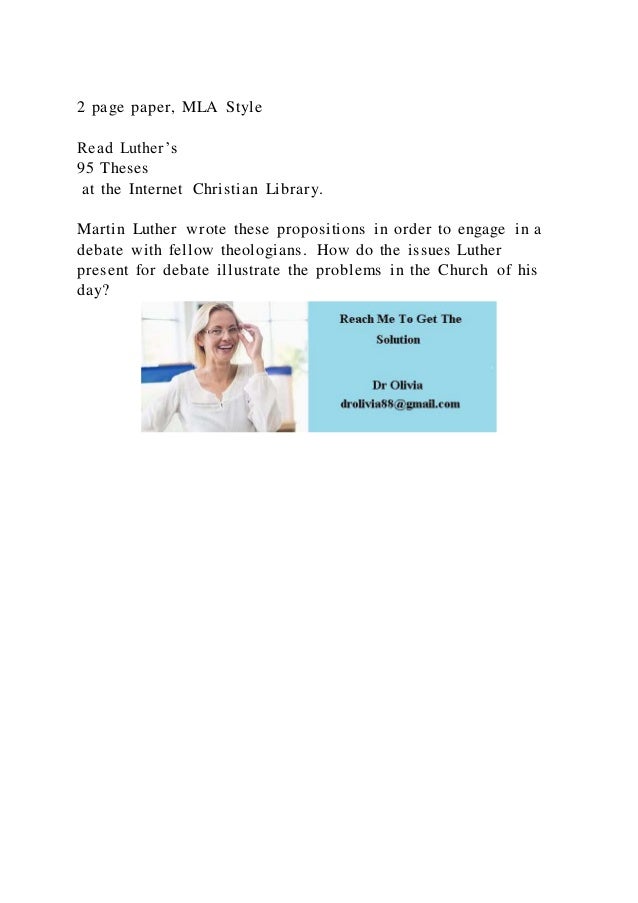 2 page paper, MLA StyleRead Luther’s 95 Theses at the Intern | DOCX