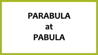 PARABULA ang talinhaga ng may-ari ng ubasan | PPTX