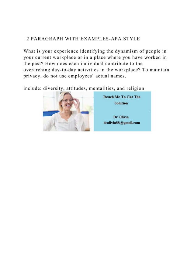 2 PARAGRAPH WITH EXAMPLES-APA STYLE What is your experience .docx ...