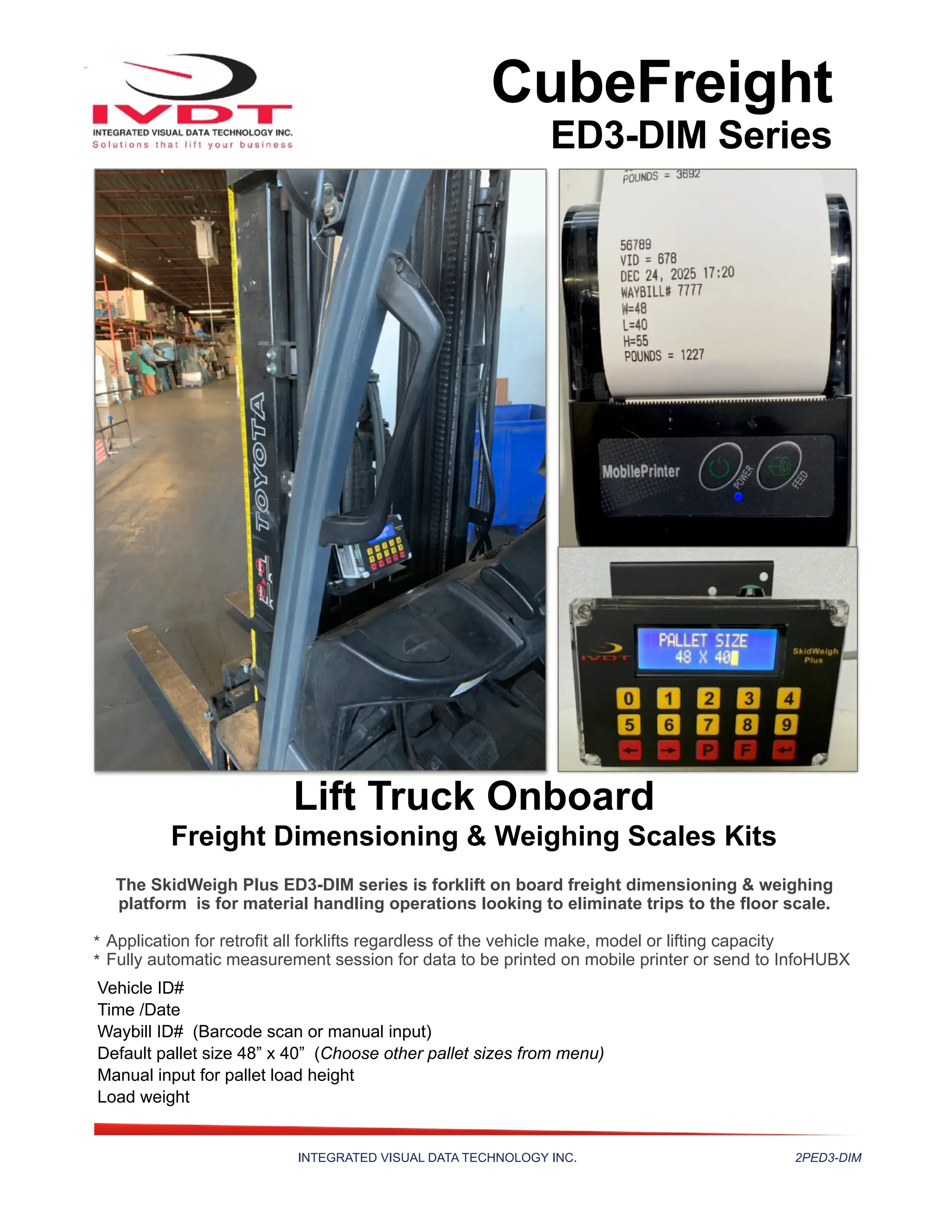 ED3-DIM CubeFreight forklift freight weight dimensioning and load ...