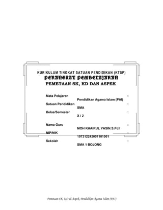 Pemetaan KD SK PAI SMA | DOC