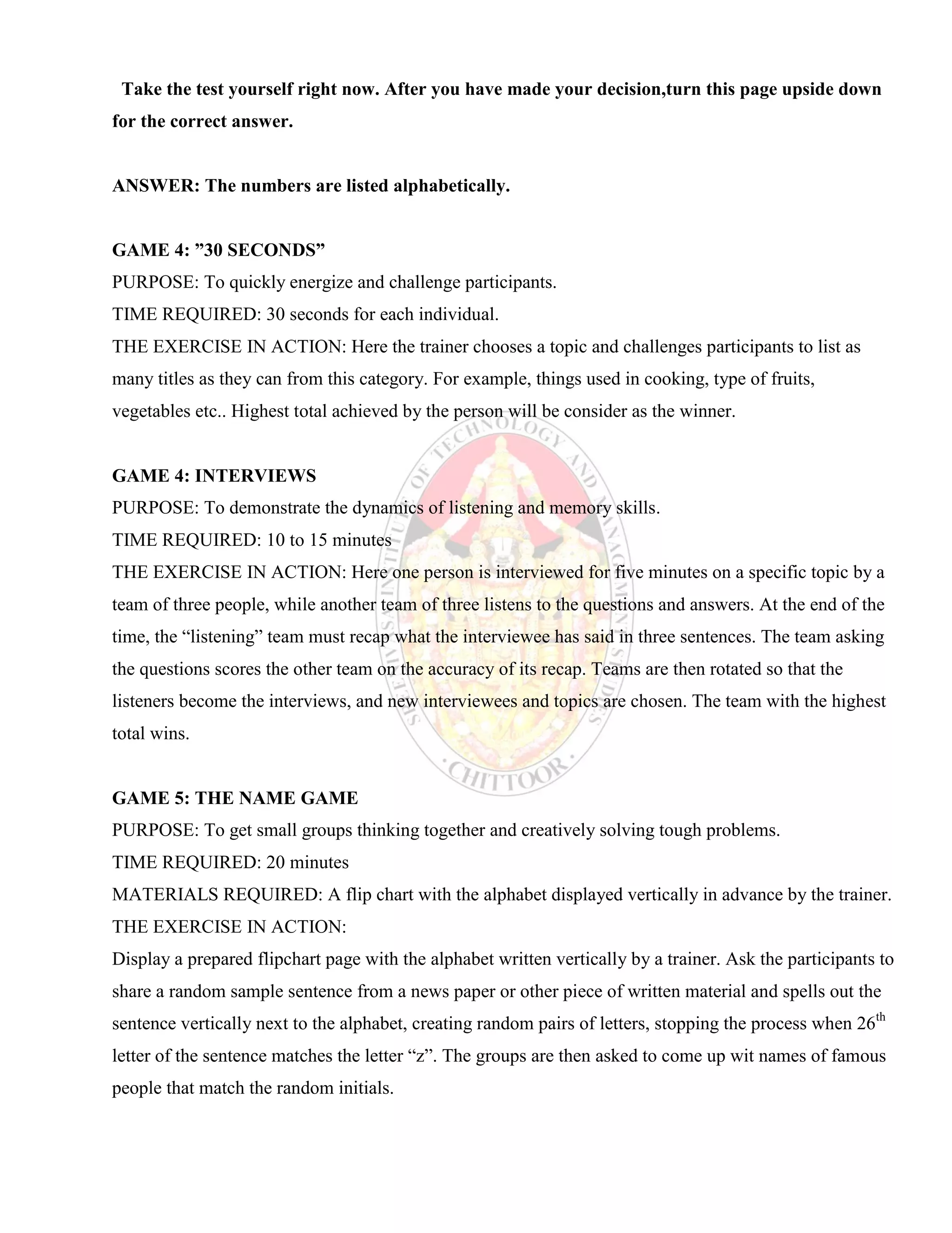 2 personality development games february | PDF