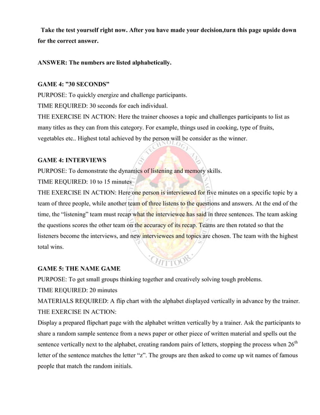 2 personality development games february | PDF