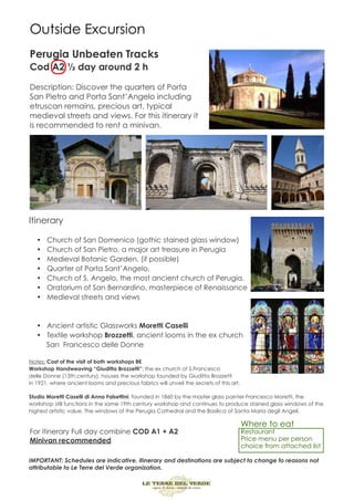 perugia and nature excursion sheets, combine your excursion!! | PDF