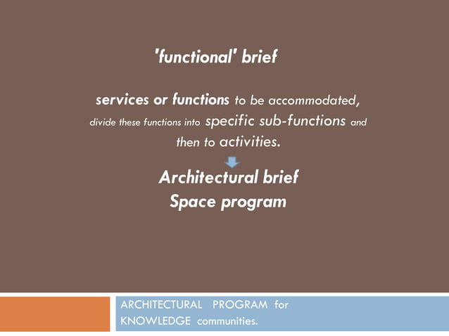 ARCHITECTURAL PROGRAMMING | PPTX | Business | Business and Finance