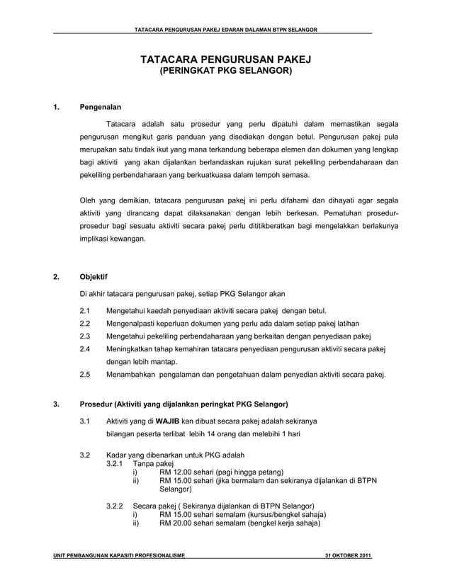 Tatacara pengurusan pakej 1 | DOC