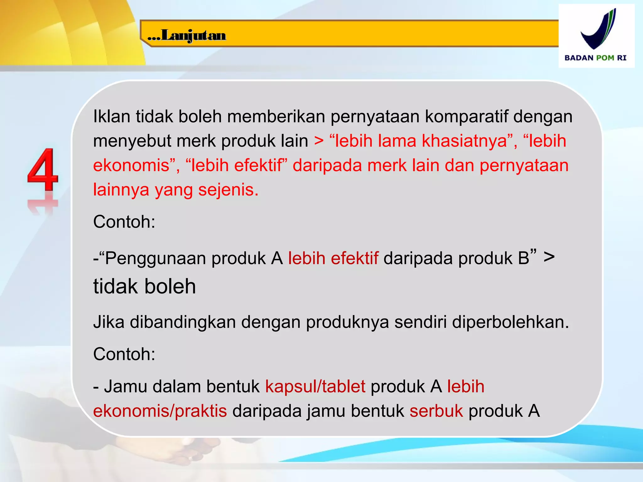 Pendaftaran Iklan Obat Tradisional dan Suplemen Makanan | PPT