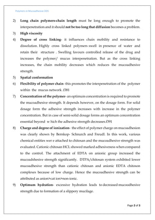 Polymers - Mucoadhesive Drug Delivery | PDF
