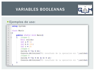 2 poo u1 7 variables y operaciones booleanas | PPTX