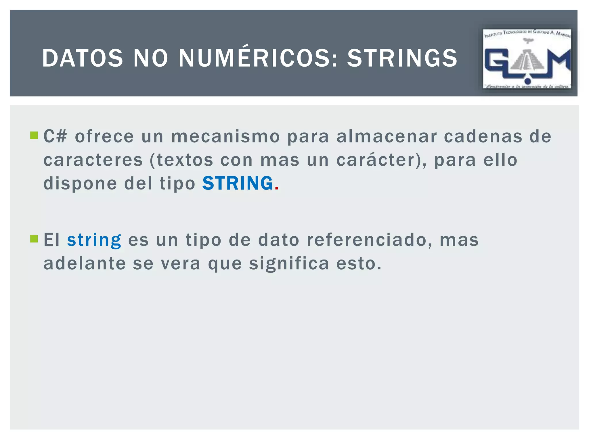 2 poo u1 9 tipos de datos no numericos | PPT