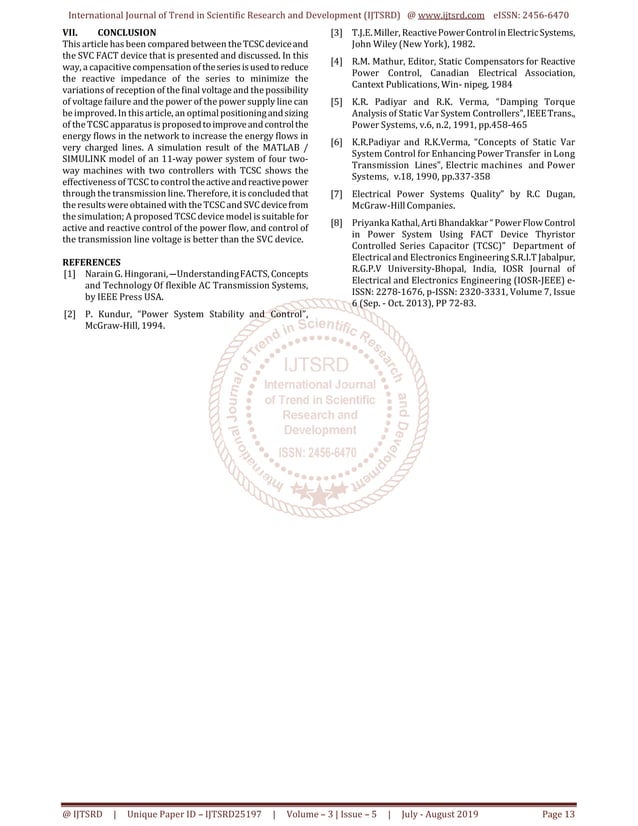Power Flow Control in Power System using Thyristor Controlled Series Capacitor TCSC | PDF