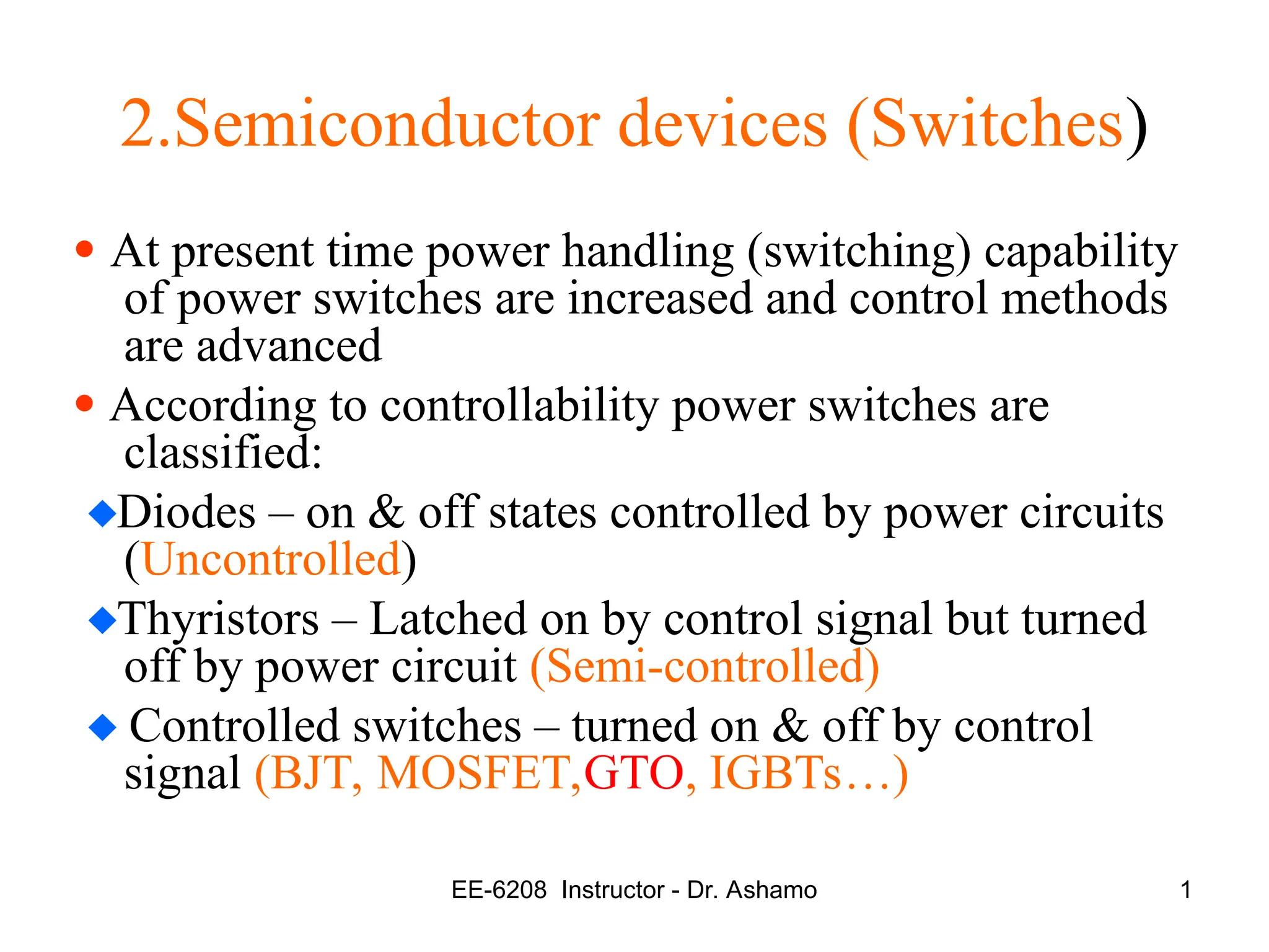 2 power semiconductor devices type and functions | PPT
