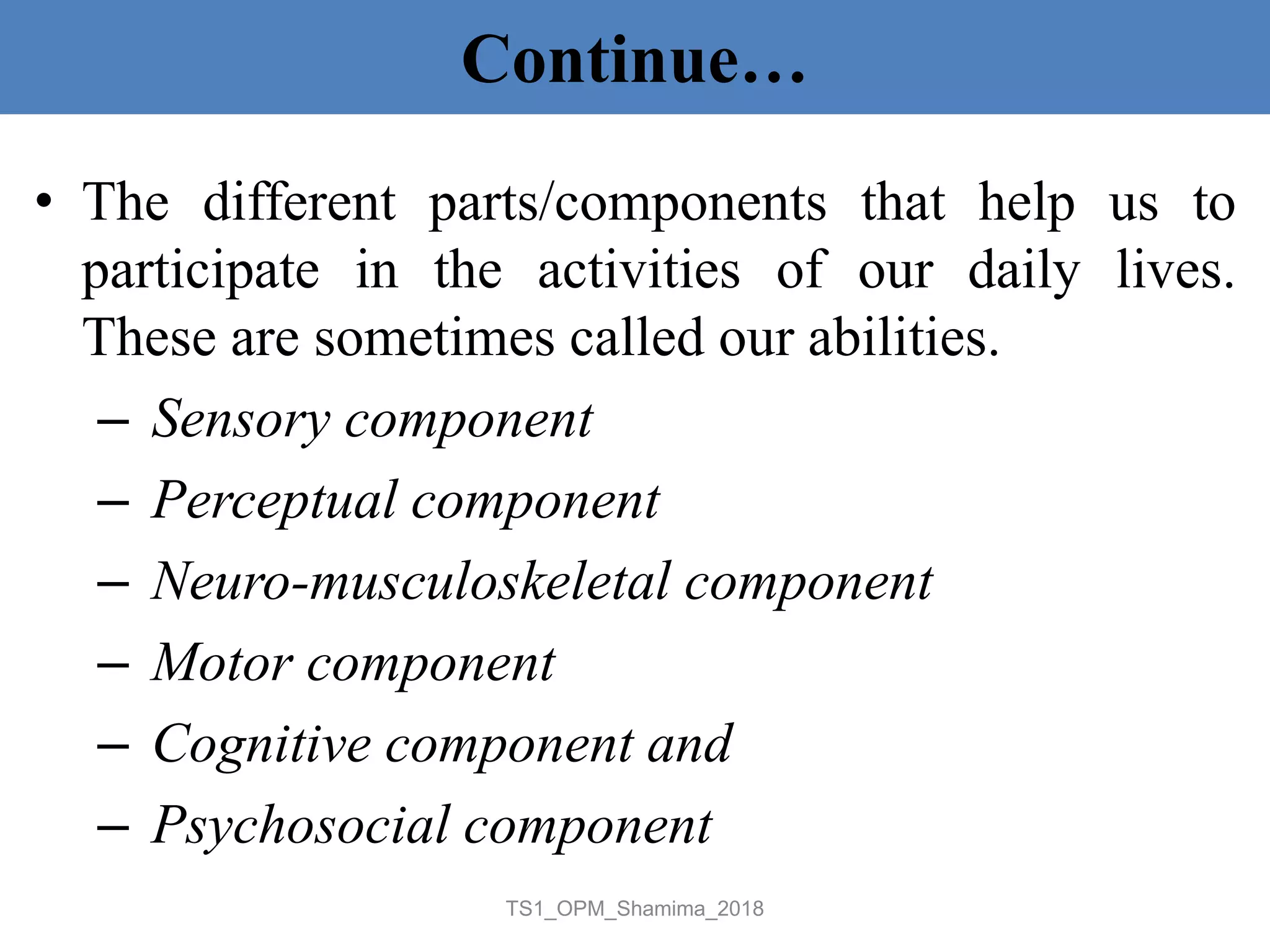 Occupational Performance Model- Old version | PPTX