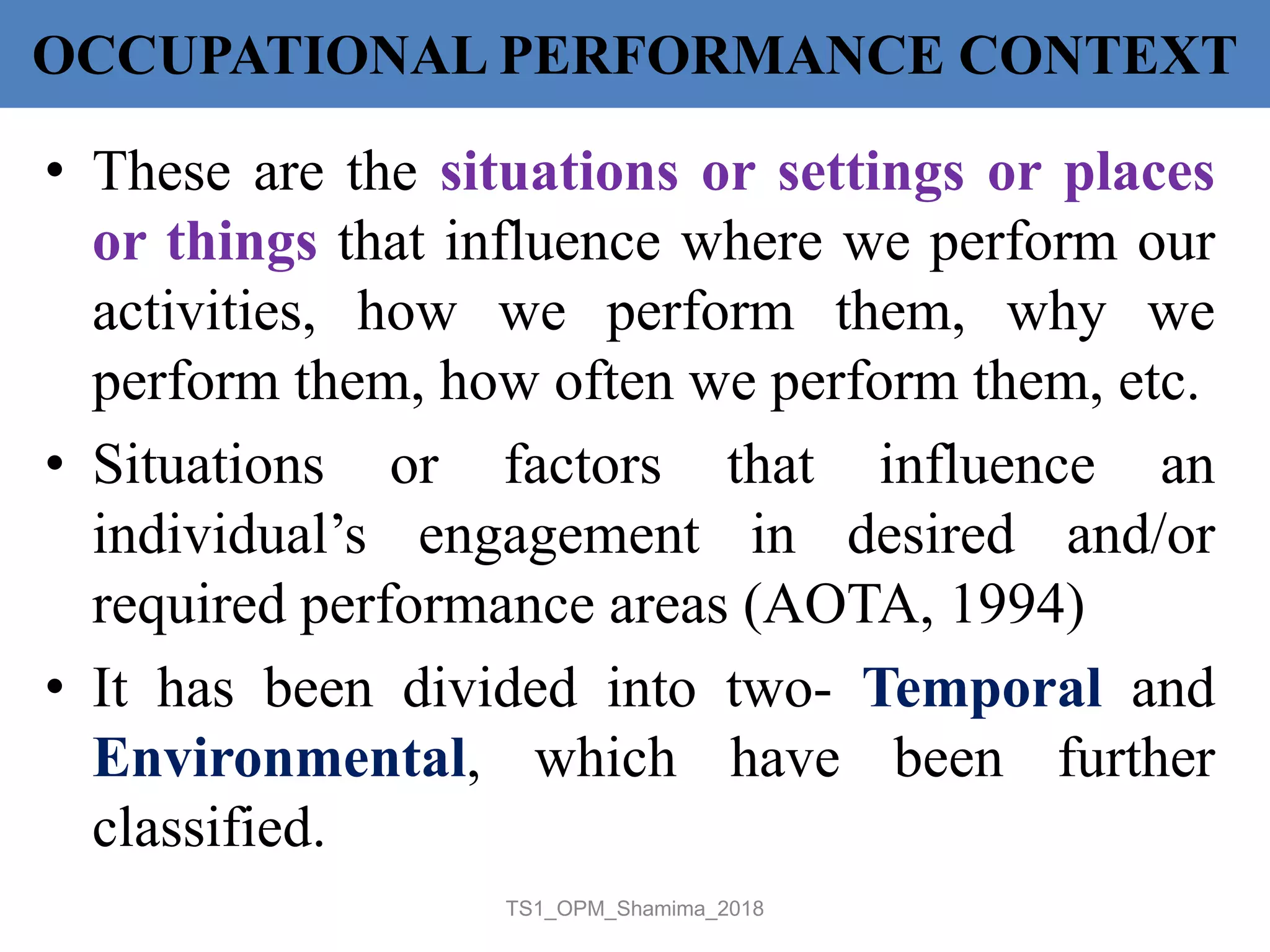 Occupational Performance Model- Old version | PPTX