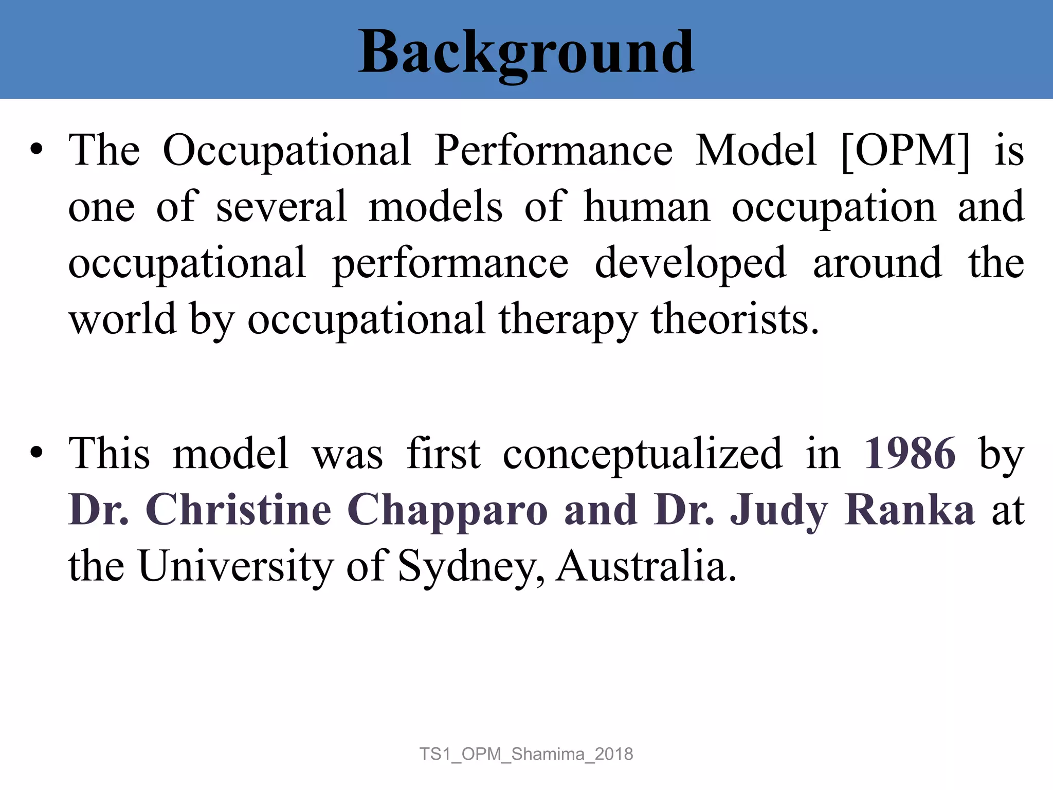 Occupational Performance Model- Old version | PPTX