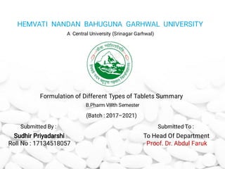 Formulation of Different Types of Tablets Summary.pdf