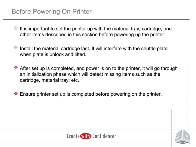 Printer set up Projet 1500 | PPT