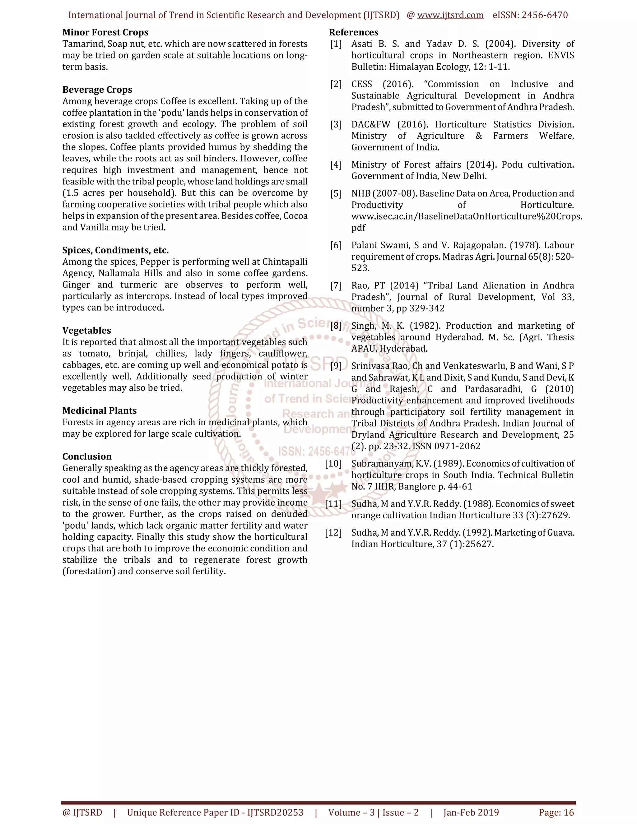 Productivity of Horticulture in Remote Tribal Areas of Andhra Pradesh | PDF