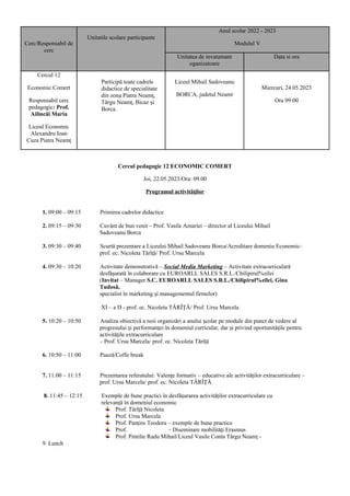 2 Program cerc discipline economice judetul | PDF