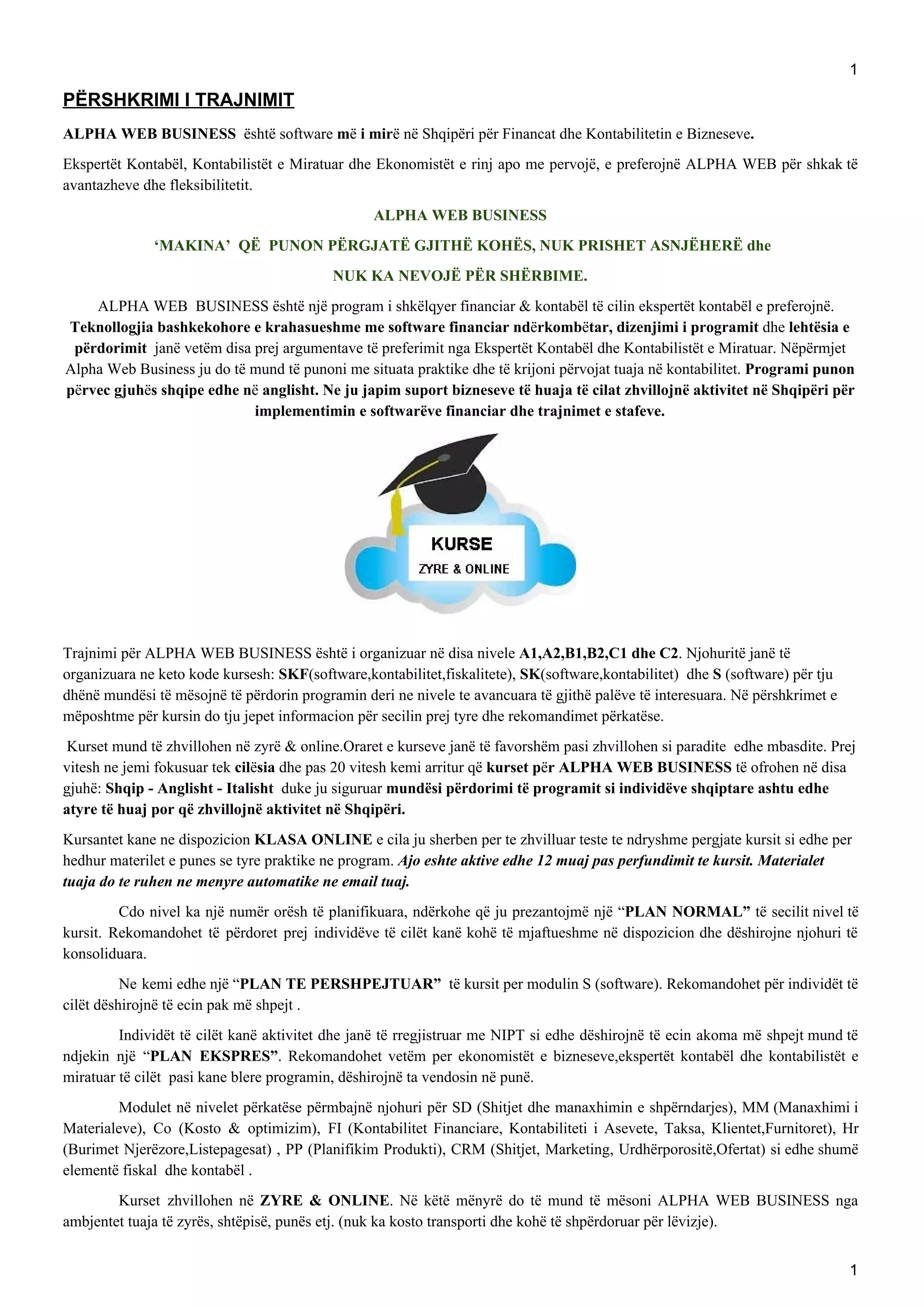 Programi Alpha Web Business | PDF