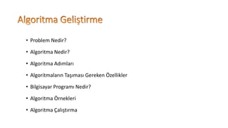 Programlamaya Giriş ve Algoritma Kavramı | PPTX