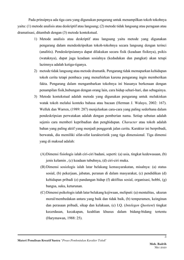 2 proses pembentukan karakter tokoh dalam novel | PDF