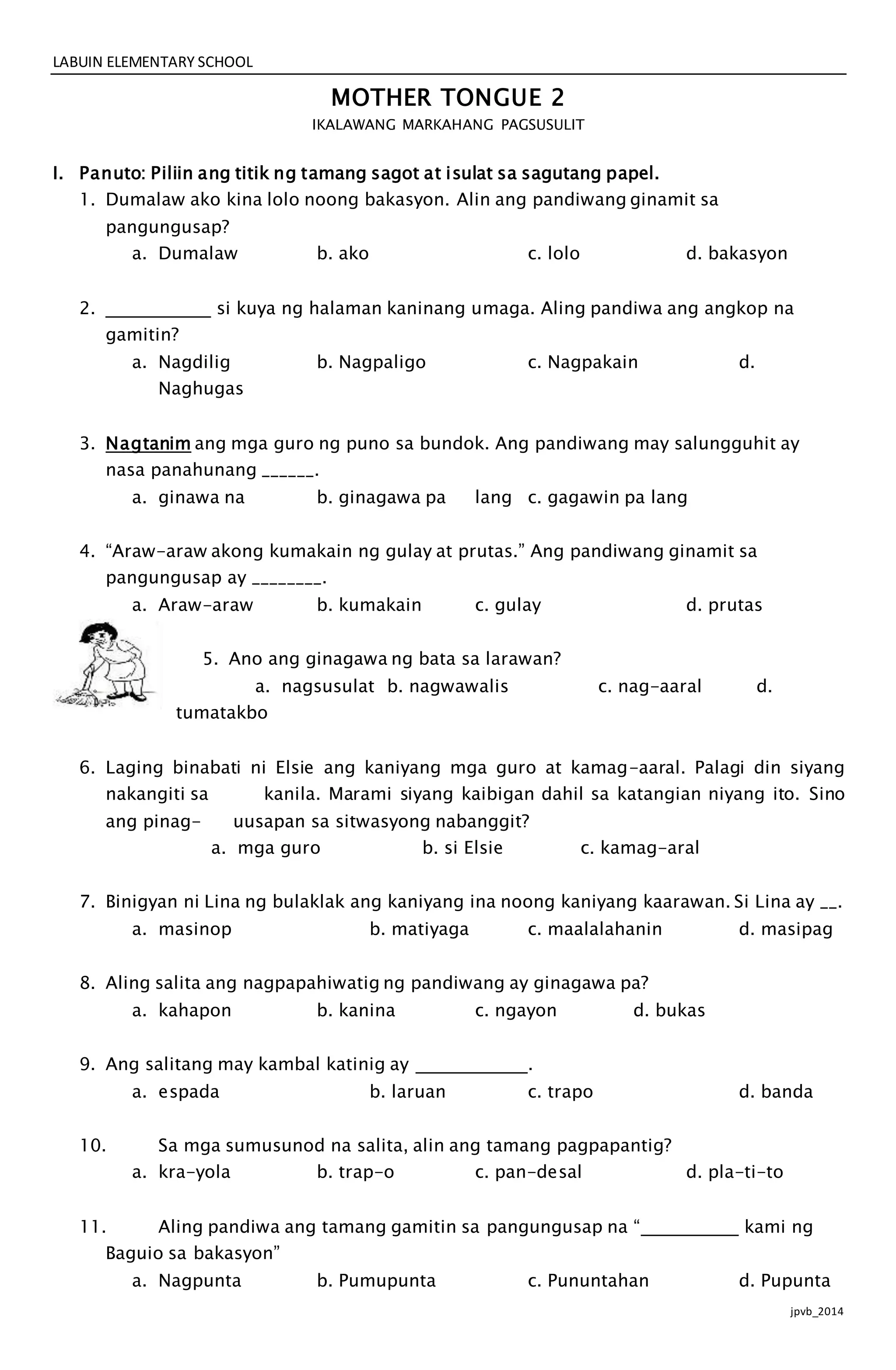 Second Periodic Test Grade 2 | DOCX