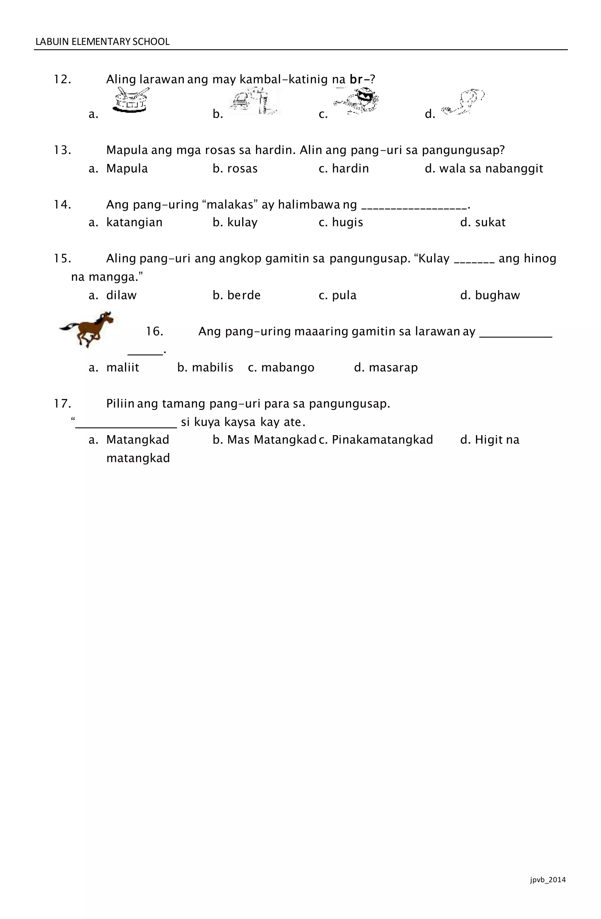 Second Periodic Test Grade 2 | DOCX