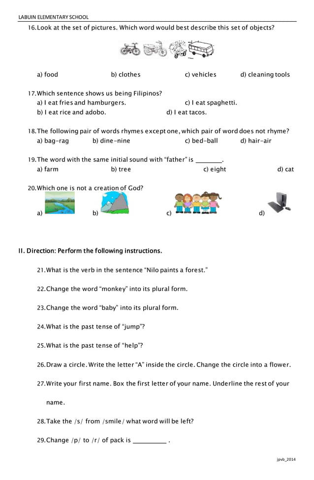 Second Periodic Test Grade 2 | DOCX