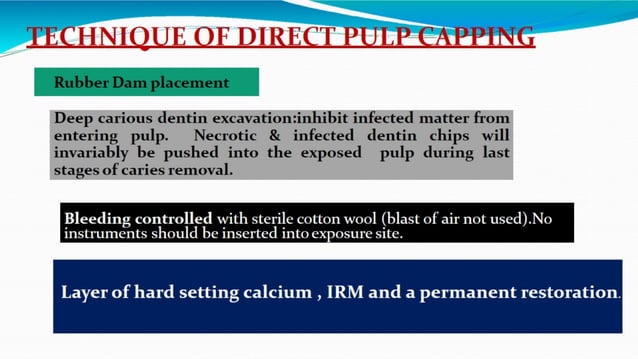 Pulp capping agents and procedures by Dr Islam Alsakkaf | PPTX