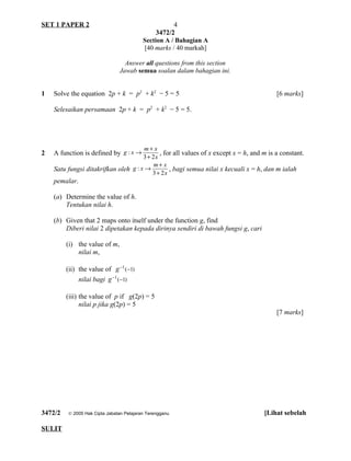 Matematik Tambahan SPM | DOC
