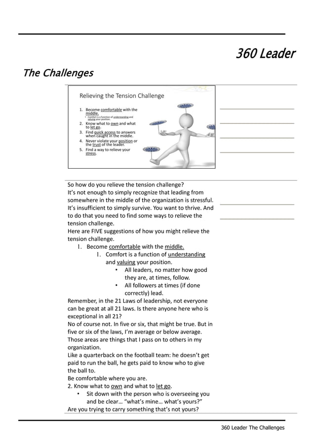 360 leader the challenges session handout | PDF | Career Advice | Careers