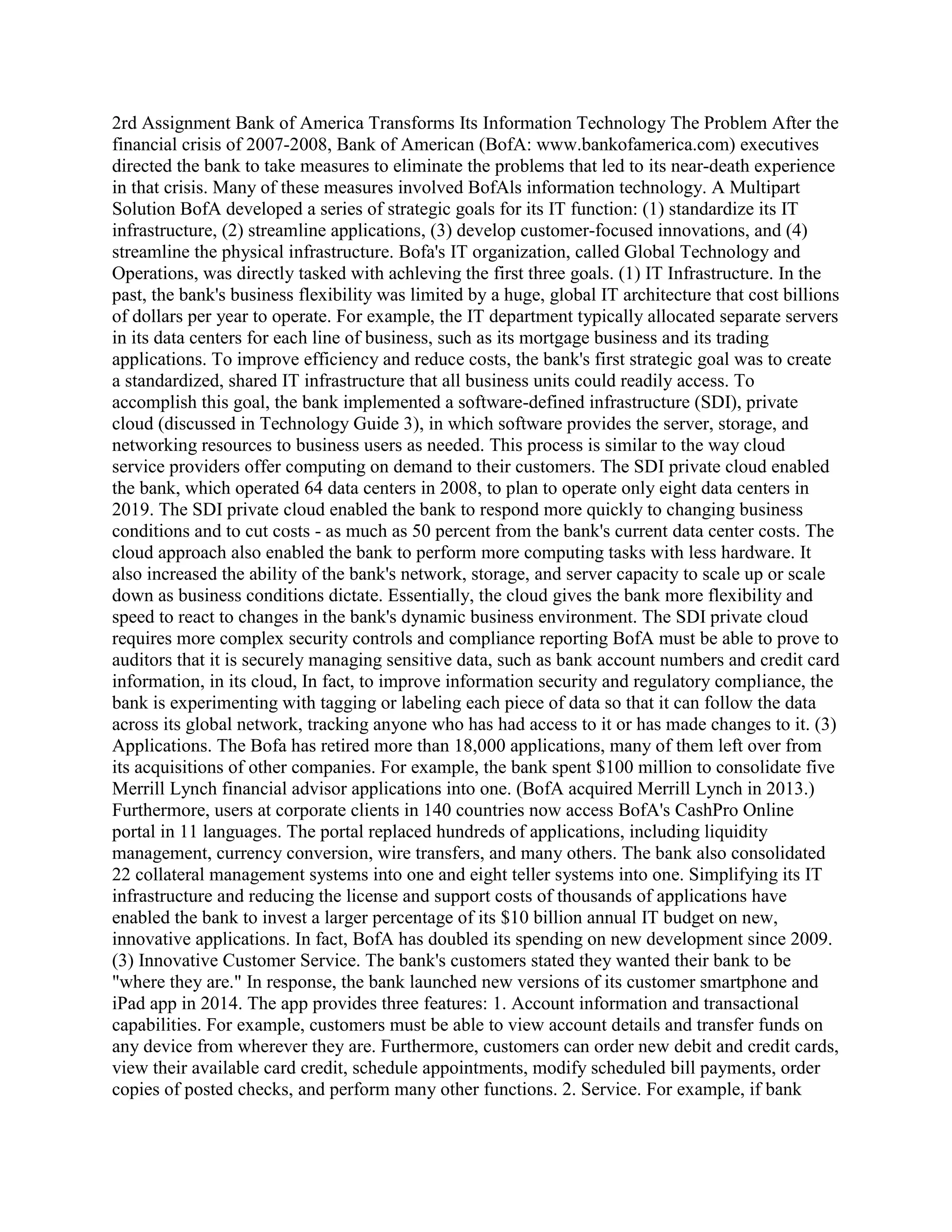 2rd Assignment Bank of America Transforms Its Information Technology T.docx